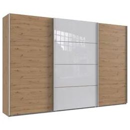 Schwebet&uuml;renschrank wimex "Norderstedt", wei&szlig; (artisan eiche nachbildung, glas wei&szlig;), B:360cm H:236cm T:64cm, Schr&auml;nke, Schwebet&uuml;renschrank, INKLUSIVE 2 Stoffboxen und 2 zus&auml;tzliche Einlegeb&ouml;den, mit Glast&uuml;r