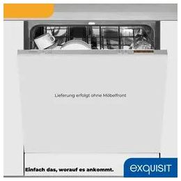 Exquisit vollintegrierbarer Geschirrsp&uuml;ler "EGSP6012-E-030E silber", Energieeffizienz: E (A-G), silber (silberfarben), B:59,8cm H:81,5cm T:55cm, Geschirrsp&uuml;ler, Vollintegriert, 12 Ma&szlig;gedecke &ndash; sparsam mit 4 Programmen & LED