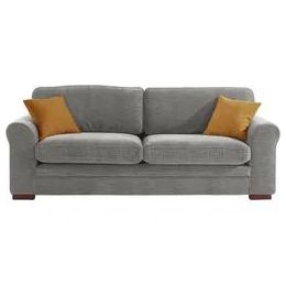 3-Sitzer Home Affaire "Broughton", grau, B:233cm H:92cm T:94cm, 100% Polyester, Sofas, weicher Sitzkomfort, incl. 2 Zierkissen, Keder