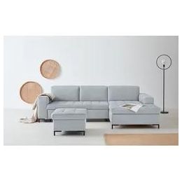 Ecksofa OTTO products "Grazzo, zeitlos & elegant, moderne Sitzheftung, Breite 266cm, L-Form", silber, B:266cm H:80cm T:162cm, 100% Polyester (recycelt), Sofas, Ecksofa, hochwertige Stoffe aus recyceltem Material, Steppung im Sitzbereich
