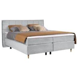 Boxspringbett Alina "Henri", grau (grauwei&szlig; tmd 9), B:180cm L:208cm, Struktur TMD (100% Polyester), Komplettbetten, Boxspringbett, inklusive Matratze und Topper, in diversen Ausf&uuml;hrungen
