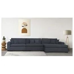 Sofa-Eckelement Home Affaire "Skara XXL L-Form", blau (graublau), B:400cm H:86cm T:190cm, 100% Polyester, Polsterelemente, Lounge-Sofa XXL mit Federkern-Polsterung, in vielen Bezugsvarianten