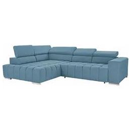 Ecksofa exxpo - SOFA FASHION "Elias, aktuelle Kreuzsteppung im Sitz, bequem, Breite 307cm, L-Form", blau (azur), B:307cm H:94cm T:201cm, Struktur ( 100% Polyester), Sofas, Ecksofa, mit Kopf- bzw. R&uuml;ckenverstellung, wahlweise mit Bettfunktion
