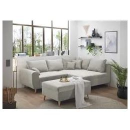 Ecksofa ED EXCITING DESIGN "Calanda L-Form", beige, B:249cm H:94cm T:175cm, 92% Polyester, 8% Polyamid, Sofas, Ecksofa, mit Hocker & 3 Zierkissen