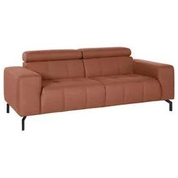 2-Sitzer DOMO collection "Cunelli, moderne Sitzn&auml;hte als Designelement, fester Sitzkomfort", orange, B:208cm H:79cm T:104cm, Sofas, whlw. verstellbare Kopfteile, passend f&uuml;r g&auml;ngige Saugroboter