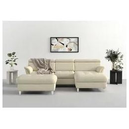 Sit & More Ecksofa SIT & MORE "Marano L-Form", beige (creme), B:257cm T:166cm, 98% Polyester, 2% Polyamid, Sofas, Ecksofa, inklusive Kopfteilverstellung, wahlweise mit Bettfunktion, Bettkasten