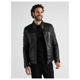 Lederjacke JCC "40700", Herren, Gr. 48, schwarz, Obermaterial: 100% Lammnappa; Futter: 55% Baumwolle, 45% Polyester; &Auml;rmelfutter: 100% Polyester; Strick: 84% Baumwolle, 14% Polyester, 2% Elasthan, Jacken