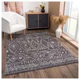 Teppich Carpet City "April 2292", grau, B:140cm H:10mm L:200cm, Polyester, Teppiche, Teppich, L&auml;ufer, weich durch Microfaser, Boho Ethno Look, Wohnzimmer