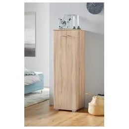 Hochkommode Priess, braun (struktureichefarben hell), B:41cm H:135cm T:38cm, Holzwerkstoff, Sideboards, T&uuml;rkommode