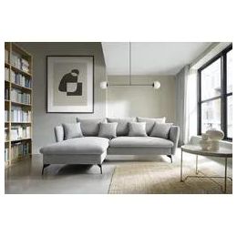 Ecksofa OTTO HOME "LIVORNO,258 cm, L-Form", grau (hellgrau), B:258cm H:91cm, 100% Polyester;PU-Schaum und Nosag-Federung.;Federung Ottoman : 12 x Feder Type B 1650mm;Ferderung 2 Sitzer: 10 x Feder Type B 650 mm;Sitz und Funktion: Schaum T30/40 8 cm., Sofas, Ecksofa, Schlaffunktion u. Bettkasten (139/224cm), Samt, Struktur, Webstoff