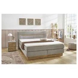 Jockenh&ouml;fer Boxspringbett JOCKENH&Ouml;FER GRUPPE "Nika erh&auml;ltlich in der Gr&ouml;&szlig;e 180x200cm", grau (grau 444, 19), B:197cm L:219cm, Bezug Bett: Microfaser (100% Polyester);Topper und Matratzenspiegel: 100% Polyester, Komplettbetten, Boxspringbett, mit Bettkasten, 7-Zonen-Matratze, Topper, mehrere H&auml;rtegrade w&auml;hlbar