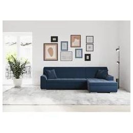 Ecksofa DOMO collection "Treviso viele Bez&uuml;ge, auch in Cord, L-Form, B/T/H: 267/80/83 cm", blau (dunkelblau), B:267cm H:83cm T:178cm, 100% Polyester, Sofas, Ecksofa, mit Bettfunktion, inkl. Zierkissen, Unser Dauertiefpreis