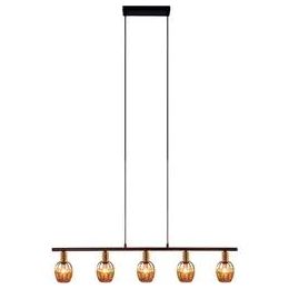N&auml;ve N&Auml;VE Pendelleuchte "Corbis", schwarz (schwarz, natur, goldfarben), 5, H: 120cm, 1 Stk., Leuchten, 5 Spots excl. E14 max. 40W schwarz/natur/gold L&auml;nge 100cm mit Rattan, Pendelleuchte