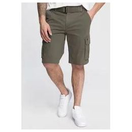 H.I.S. Bermudas H.I.S, Herren, Gr. 33, N-Gr, gr&uuml;n (khaki), Web, Obermaterial: 98% Baumwolle, 2% Elasthan, unifarben, normal knieumspielend, Hosen Bermudas