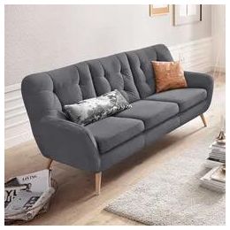 3-Sitzer exxpo - SOFA FASHION "Scandi, bequem, aufwendige R&uuml;ckenpolsterung f&uuml;r mehr Sitzkomfort", grau (anthrazit), B:187cm H:92cm T:92cm, Korpus: 100% PES;Luxus-Microfaser (100% Polyester), Sofas, aktuelle Farben in hochwertigen Bezugsqualit&auml;ten, Holzfu&szlig;