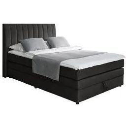 Boxspringbett Alina "Marvin", grau (anthrazit tra 10), B:131cm L:212cm, Feinstruktur TRA (100% Polyester), Komplettbetten, Boxspringbett, inklusive Bettkasten und Topper, in diversen Ausf&uuml;hrungen