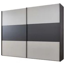 Schwebet&uuml;renschrank Wiemann "Korfu", grau (grau schwarz), B:296,3cm H:217cm T:67cm, Schr&auml;nke, Schwebet&uuml;renschrank, hochwertige Beschl&auml;ge
