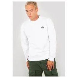 Sweatshirt Alpha Industries "Basic Sweater small Logo", Herren, Gr. L, wei&szlig;, angeraute Sweatware, Obermaterial: 80% Baumwolle, 20% Polyester, bedruckt, normal normal, Rundhals, Rippb&uuml;ndchen, Sweatshirts Sweatshirt, Baumwollmischung, regular fit