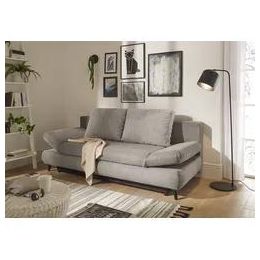 Schlafsofa ED EXCITING DESIGN "Sunny", grau (grau, beige), B:212cm H:88cm T:101cm, 92% Polyester, 8% Nylon, Sofas, Schlafsofa, mit Bettkasten & Armteilverstellung