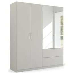 Dreht&uuml;renschrank Rauch "Kleiderschrank Schrank Garderobe Ankleide PURE BY QUADRA SPIN", grau (seidengrau), B:181cm H:210cm T:54cm, Holzwerkstoff, Schr&auml;nke, Dreht&uuml;renschrank, mit Spiegel, in puristischem Design, Griffe alufarben MADE IN GERMANY