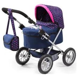 BAYER DESIGN Puppenwagen BAYER "Trendy, blau/Einhorn", bunt (blau, pink), Puppenwagen, KinderB:39cm H:68cm T:68cm, Kunststoff, Metall, Stoff, mit Wickeltasche, B:39cm H:68cm T:68cm