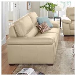 3-Sitzer Calia italia "Gaia, hochwertiges Ledersofa mit erstklassigem Sitzkomfort", beige, B:210cm H:92cm T:97cm, Leder SORRENTO - 100% Leder;Leder BULL - 100% Leder, Sofas, edles Design, in zwei hochwertigen Lederqualit&auml;ten