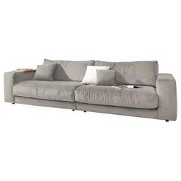 Big-Sofa 3C Candy "Enisa II", grau (light, grau), B:290cm H:86cm T:127cm, 100% Polyester, Sofas, Big-Sofa, incl. 1 Flatterkissen, Wahlweise mit Flecken-Schutz-Bezug Easy care