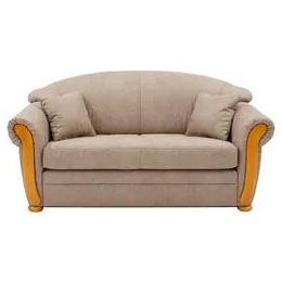 Schlafsofa Home Affaire "Milano", beige, B:174cm H:87cm T:88cm, Sofas, Schlafsofa, Hoher Sitzkomfort mit Schlaffunktion und Bettkasten, incl. Zierkissen