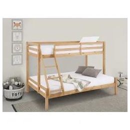 Kinderbett OTTO HOME "Alpi, Stockbett, Etagenbett, untere Liegefl&auml;che 140cm breit", beige (natur gebeizt, gewachst), B:151cm H:142cm L:208cm, Betten, Kinderbett, mit 2 Schlafgelegenheiten, inklusive Lattenrost und Leiter