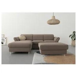 Sit & More Ecksofa SIT & MORE "Apulia L-Form", grau (taupe), B:250cm H:78cm T:185cm, Webstoff (100% Polyester);Struktur weich (90% Polyester, 10% Polyamid);Luxus-Microfaser Euphoria (100% Polyester);Samtoptik (100% Polyester), Sofas, Ecksofa, wahlweise Bettfunktion, Bettkasten und Kopf- und Armteilverstellung