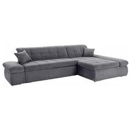 Ecksofa DOMO collection "NMoric XXL, B/T/H: 300/172/80cm, L-Form", grau, B:300cm H:80cm T:172cm, Chenille (85% Polyester, 15% Acryl);Luxus-Microfaser (100% Polyester);Struktur ( 100% Polyester);Microfaser PRIMABELLE (100% Polyester), Sofas, Ecksofa, wahlweise mit Bettfunktion und Armlehnverstellung