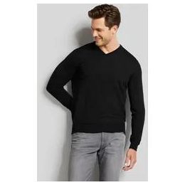 Rundhalspullover Bugatti, Herren, Gr. XL, schwarz, 100% Wolle, regular fit, V-Ausschnitt, Rippb&uuml;ndchen, Pullover Rundhalspullover, aus feiner Merinowolle