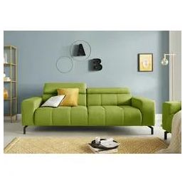 2,5-Sitzer DOMO collection "Cunelli, moderne Sitzn&auml;hte als Designelement, fester Sitzkomfort", gr&uuml;n (lime), B:238cm H:79cm T:104cm, Sofas, whlw. verstellbare Kopfteile, passend f&uuml;r g&auml;ngige Saugroboter