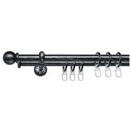Gardinenstange Liedeco "Esp Kugel" Gr. 3, silber (schwarz, silber), L:200cm &Oslash;:16mm, Metall, Gardinenstangen, 2-l&auml;ufig im Fixma&szlig; &Oslash; 16 mm