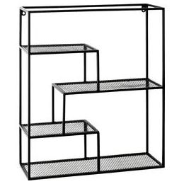 Wandregal HAKU "23616", schwarz, B:50cm H:60cm T:18cm, Metall, Regale, Wandregal, Breite 50 cm