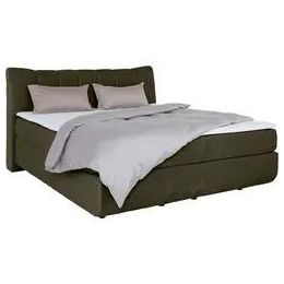 Boxspringbett Home Affaire "Oc&eacute;ane", gr&uuml;n (olive), B:190cm L:221cm, Komplettbetten, Boxspringbett, Bodenfrei- wirkt freischwebend, verschiedene H&auml;rtegrade (auch H4)