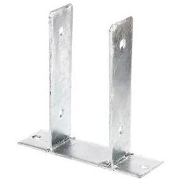 GAH Alberts U-Pfostentr&auml;ger ALBERTS, grau (feuerverzinkt), B:20cm T:6cm, Stahl, Bodenanker, zum Aufschrauben, feuerverzinkt, lichte Breite 91 mm