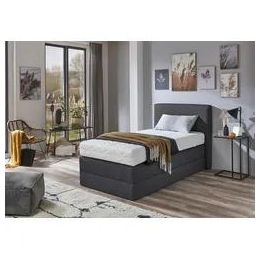 Boxspringbett, grau (charcoal), B:115cm L:205cm, Strukturstoff (77% Polyester und 23% Viskose), Westfalia Schlafkomfort, Komplettbetten, Boxspringbett, wahlweise mit Kaltschaum-Topper