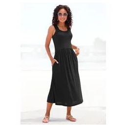 Beach Time Jerseykleid BEACHTIME, Damen, Gr. 38, N-Gr, schwarz, Jersey, Obermaterial: 100% Viskose, unifarben, figurumspielend knieumspielend, Rundhals, Kleider Jerseykleid, mit Taschen, knielanges Sommerkleid, Strandkleid, Basic