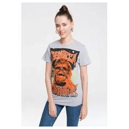 T-Shirt logoshirt "Star Wars", Damen, Gr. XS, grau (grau, meliert), 100% Baumwolle, bedruckt, meliert, normal, Rundhals, Shirts T-Shirt, mit lizenziertem Design