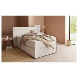 Boxspringbett "Yuma", beige, B:133cm L:213cm, 100% Polyester, LeGer Home by Lena Gercke, Komplettbetten, Boxspringbett, incl. Topper, in 4 Breiten, 3 Matratzenarten und je 2 H&auml;rtegraden