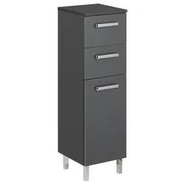 Unterschrank SAPHIR "Quickset Badschrank mit 1 T&uuml;r, 2 Schubladen, 30 cm breit", grau (anthrazit, anthrazit glanz), B:30cm H:100,5cm T:33cm, Schr&auml;nke, Unterschrank, Badezimmer-Unterschrank inkl. T&uuml;rd&auml;mpfer, Griffe in Chrom Glanz