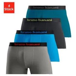 Boxer Bruno Banani "Boxershorts f&uuml;r Herren", Herren, Gr. XL, 4 Stk., bunt (grau, t&uuml;rkis, schwarz, petrol), Jersey, Obermaterial: 95% Baumwolle, 5% Elasthan, unifarben, Unterhosen, mit farbigen Marken-Schriftzug am B&uuml;ndchen
