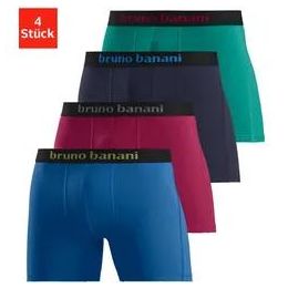Boxer Bruno Banani "Boxershorts f&uuml;r Herren", Herren, Gr. XXL, 4 Stk., bunt (blau, rot, marine, gr&uuml;n), Jersey, Obermaterial: 95% Baumwolle, 5% Elasthan, unifarben, Unterhosen, mit l&auml;ngerem Bein und auff&auml;lligen Logobund