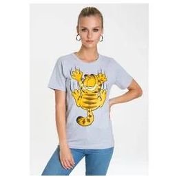 T-Shirt logoshirt "Garfield &ndash; Scratches", Damen, Gr. S, grau (grau, meliert), 95% Baumwolle, 5% Viskose, bedruckt, meliert, normal, Rundhals, Shirts T-Shirt, mit lizenziertem Originaldesign