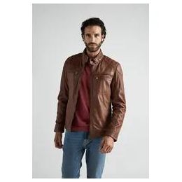 Lederjacke JCC "40700", Herren, Gr. 56, braun (cognac), Obermaterial: 100% Lammnappa; Futter: 55% Baumwolle, 45% Polyester; &Auml;rmelfutter: 100% Polyester; Strick: 84% Baumwolle, 14% Polyester, 2% Elasthan, Jacken