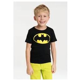 T-Shirt logoshirt "Batman", M&auml;dchen, Gr. 104/116, schwarz (schwarz, gelb), 100% Baumwolle, bedruckt, normal, Rundhals, Shirts T-Shirt, mit Superhelden Logo-Druck