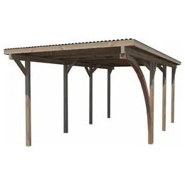 Einzelcarport Weka "606 A Gr.2", braun, B/H/T: 217,5cm x, Carports, mit Rundbogen wahlweise links- oder rechts montierbar