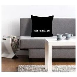 Dekokissen queence "SHIT THE WALL ON 2.0", wei&szlig; (wei&szlig;, bedruckt), B:40cm L:40cm, Polyester, Dekokissen_Sitzkissen_Kissenh&uuml;llen, Kissenh&uuml;lle ohne F&uuml;llung, 1 St&uuml;ck