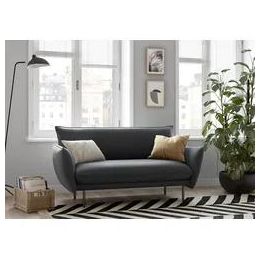 2-Sitzer OTTO HOME "Stine", blau (dunkelblau), B:156cm H:86cm T:86cm, Struktur (100% Polyester);Struktur weich (85% Polyester/15% Nylon);Samtoptik (100% Polyester), Sofas, Besonderes Design durch Kissenoptik und Keder, by Morten Georgsen
